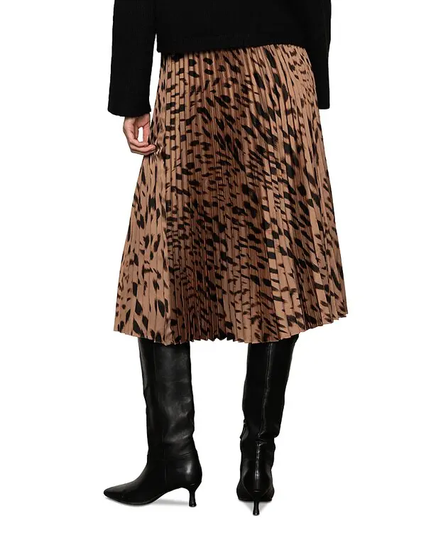 Sanctuary Nostalgia Pleated Midi Skirt - Mocha Leo