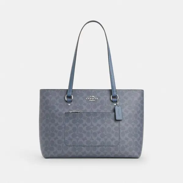 COACH® Station Tote Bag In Signature Canvas - Signature Canvas/silver/chambray