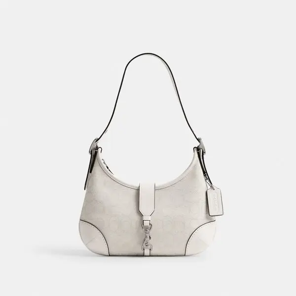 COACH® Hampton Hobo Bag In Signature Jacquard - Signature Jacquard/silver/cloud Chalk