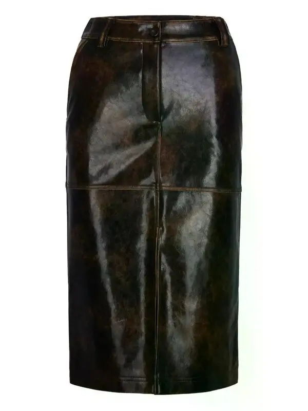 Patrizia Pepe Leather-effect Panelled Midi Skirt