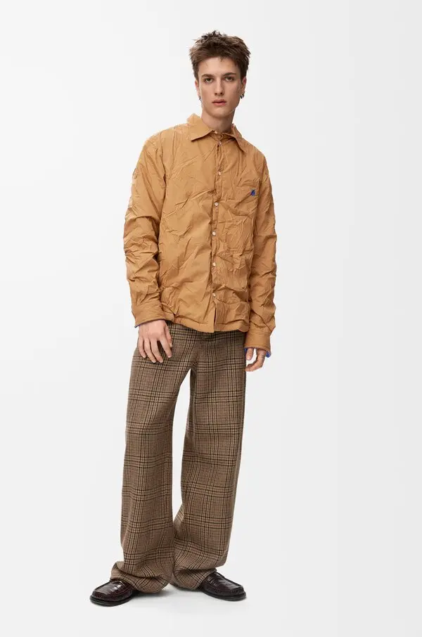 Loewe Hybrid Shirt In Cotton Blend And Wool - Camel/blue