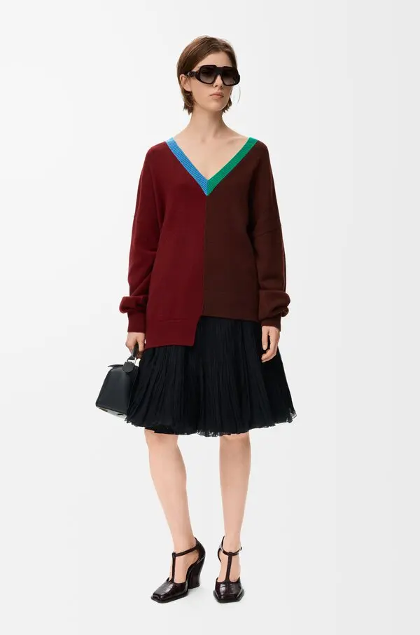 Loewe Asymmetric Wool Sweater - Green/red/multicolor