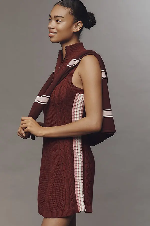 DAILY PRACTICE BY ANTHROPOLOGIE Side Lines Half-zip Mini Dress - Plum