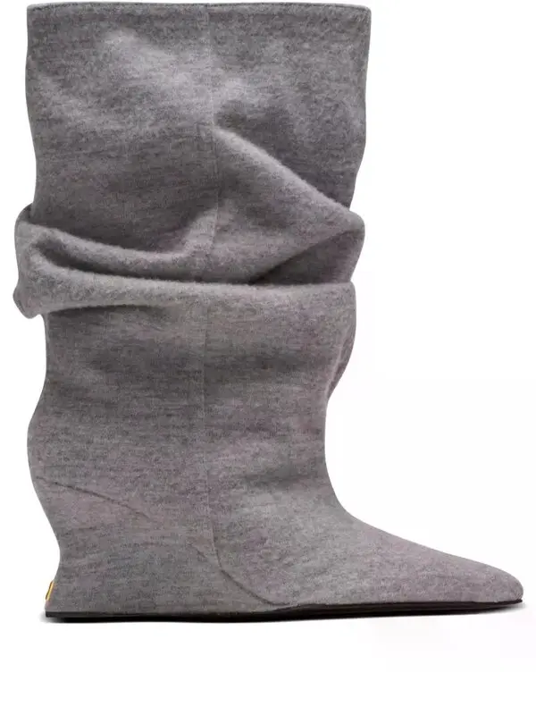 Balmain 75mm Slouchy Wedge Ankle Boots - Grey