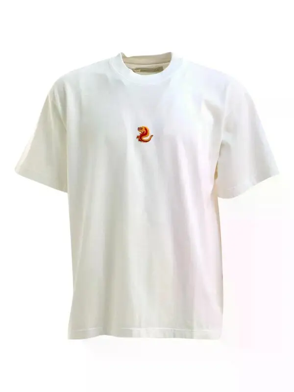ALBERTO BRESCI Embroidered-dragon T-shirt - White