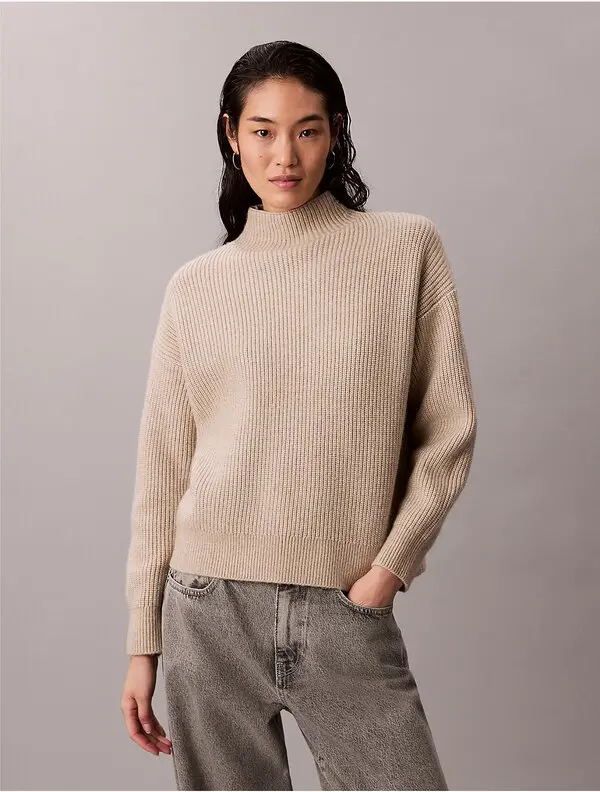 Calvin Klein Relaxed Fine Rib Turtleneck Sweater