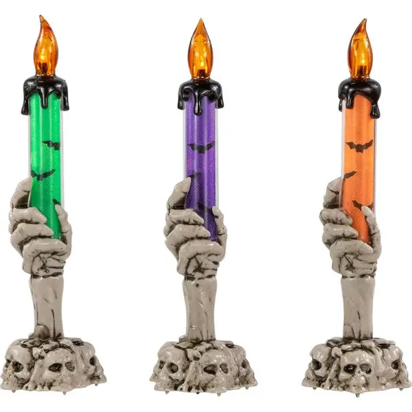 NORTHLIGHT Led Skeleton Hand Halloween Candles8.25"set Of 3
