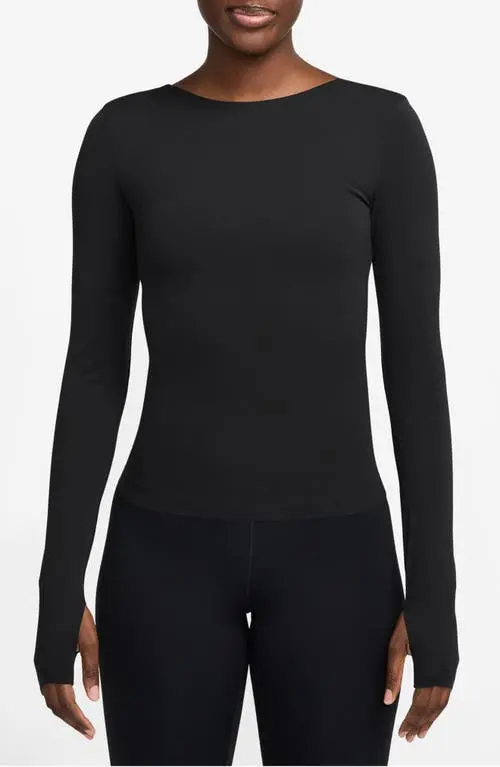 Nike Zenvy Dri-fit Open-back Top - Black/pcg3c