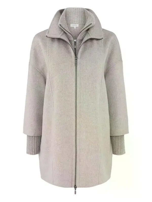 Kinross Cashmere Knit-insert Zip Coat - Grey
