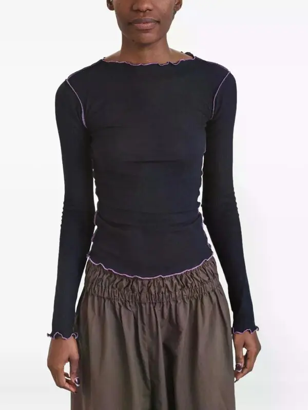 BASERANGE Ruffled-hem Long-sleeve Tee