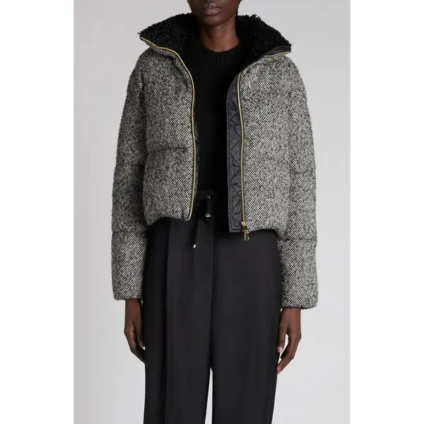 Moncler Brezesse Tweed Down Jacket - Black Check