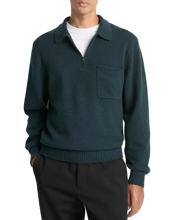 Vince Wool And Cashmere Long Sleeve Zip Polo - Country Racer
