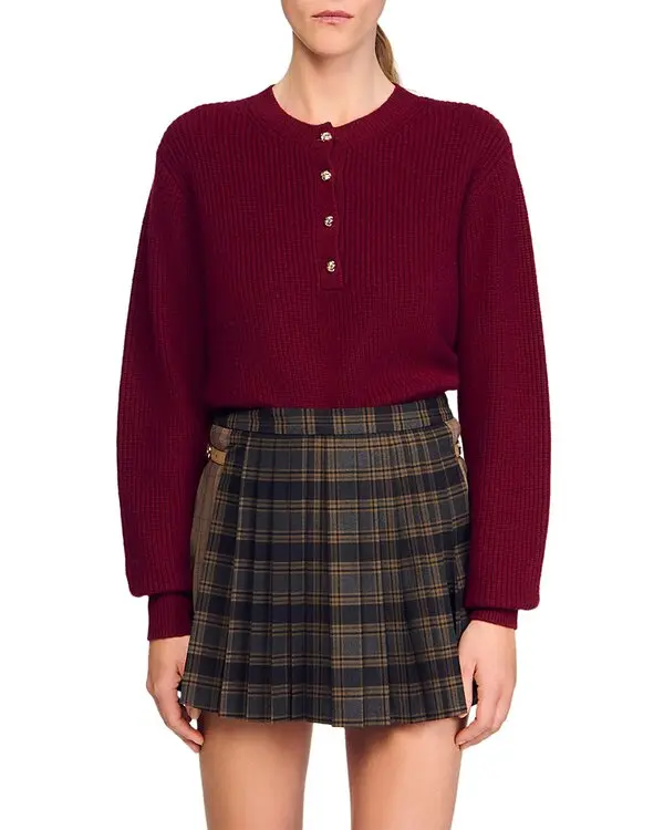 Sandro Rib Knit Tunisian Jumper - Bordeaux