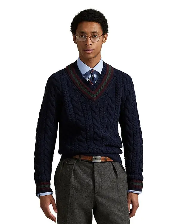 Ralph Lauren Wool Cashmere Cricket Sweater - Blue