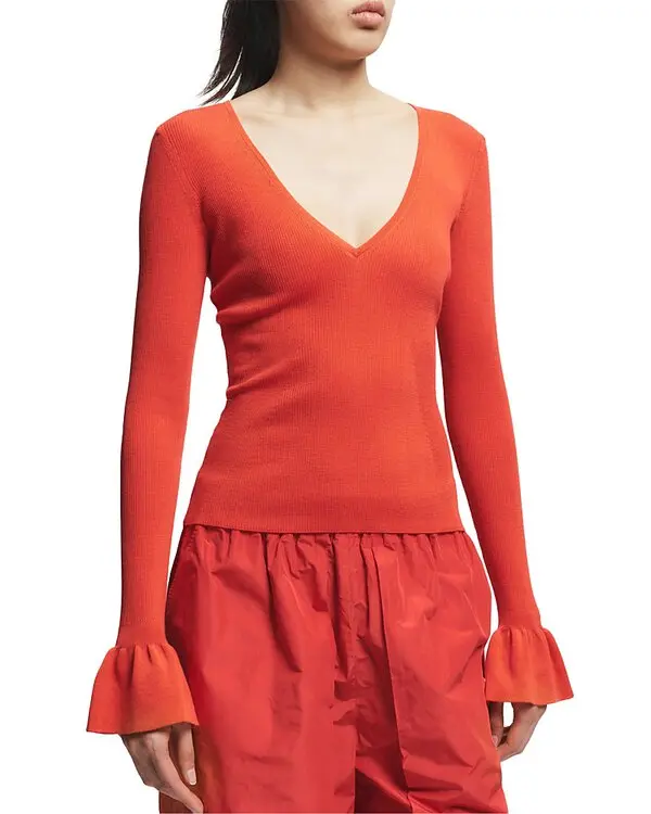 SAINT ART Ruffle Knit Merino Wool Sweater