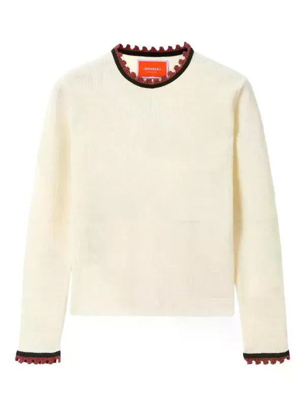La DoubleJ Scallop-trimmed Wool-blend Sweater - Neutrals
