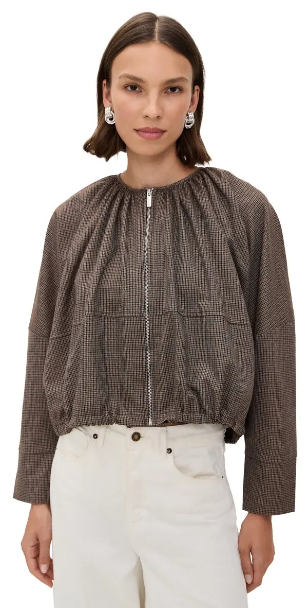 MEIMEIJ Zip Up Collarless Blouson
