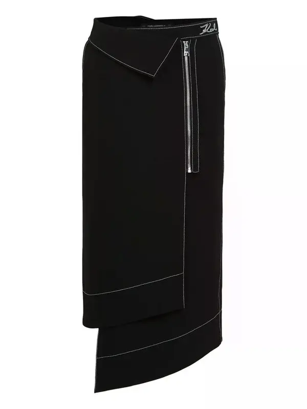 Karl Lagerfeld Contrast-stitch Asymmetric Skirt