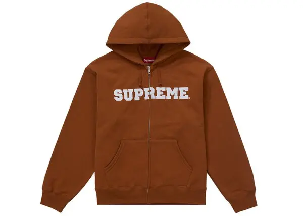 Supreme Collegiate Applique Zip Up Hooded Sweatshirt - Rust