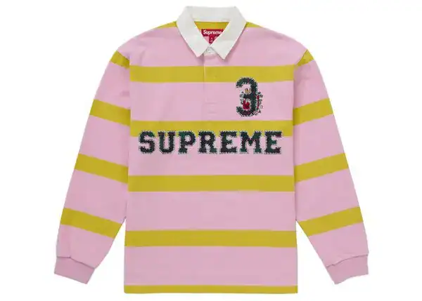 トップス Supreme Stripe Rugby2025fw Supreme Stripe Rugby Shirt - Pink | Editorialist