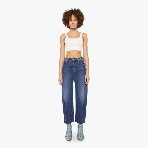 MOTHER The Mid Rise Full-pipe Flood Fray Jeans