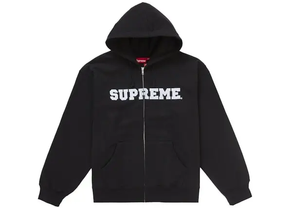 Supreme Collegiate Applique Zip Up Hooded Sweatshirt - Black