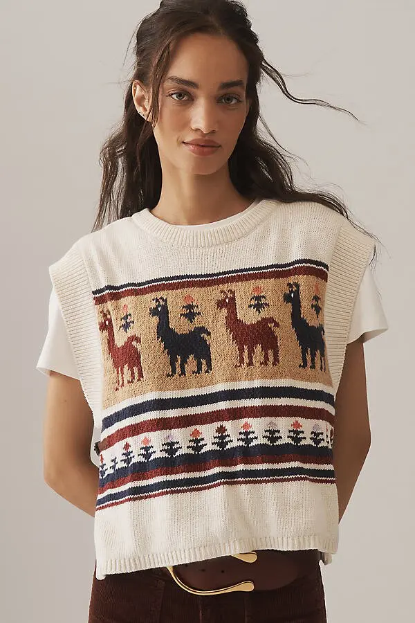 PILCRO Twofer Graphic Sweater Vest