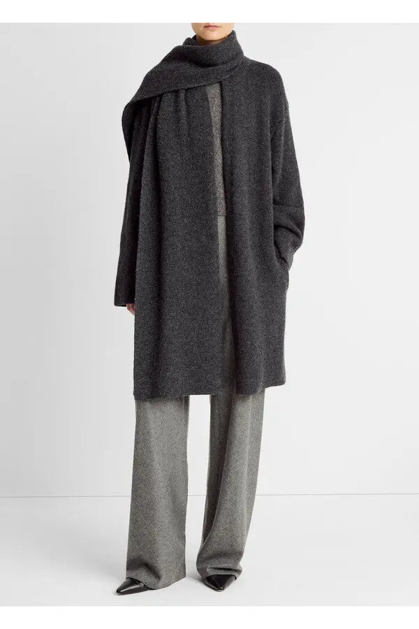 Vince Draped Scarf Wool-blend Car Coat - Gray