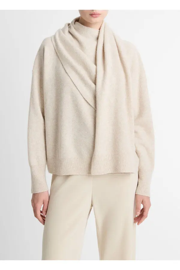 Vince Draped Shawl Wool-cashmere Sweater - Neutral
