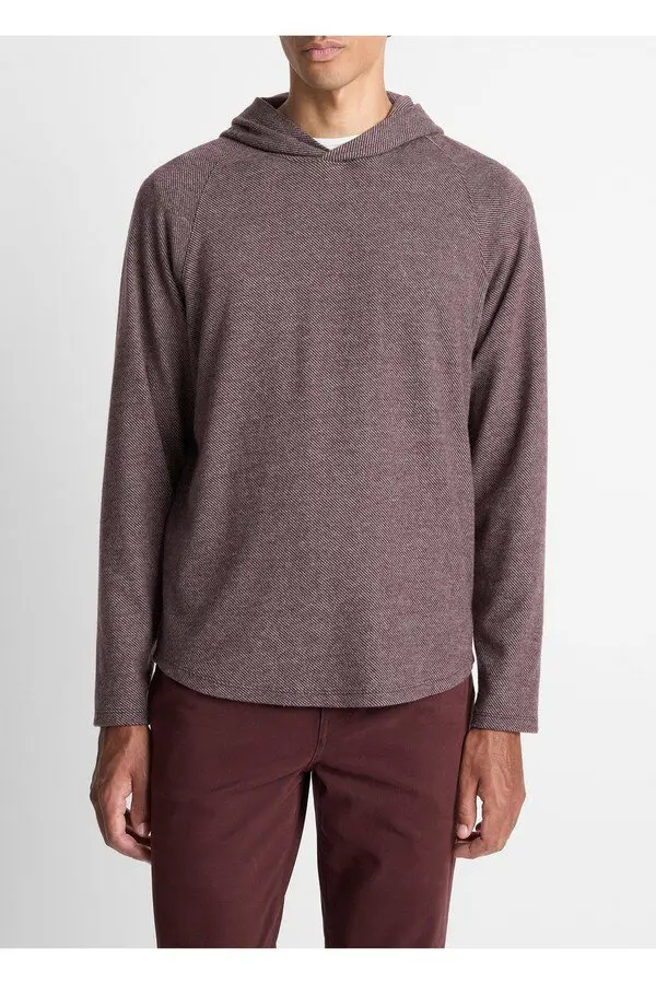 Vince Broken Twill Pullover Hoodie - Grey