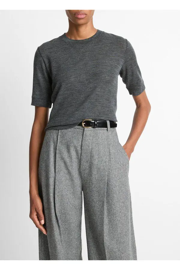 Vince Wool Shrunken T-shirt - Gray