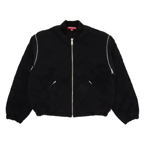Supreme ブラック ジップアップジャケット Supreme Zip-Off Sleeve Quilted Bomber Jacket - Black | Editorialist