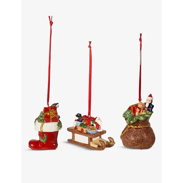 VILLEROY & BOCH Toy's Delight Porcelain Tree Decorations Set Of Three