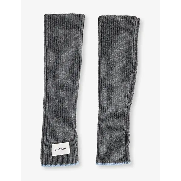 CLOIMH Fingerless Ribbed Wool Gloves
