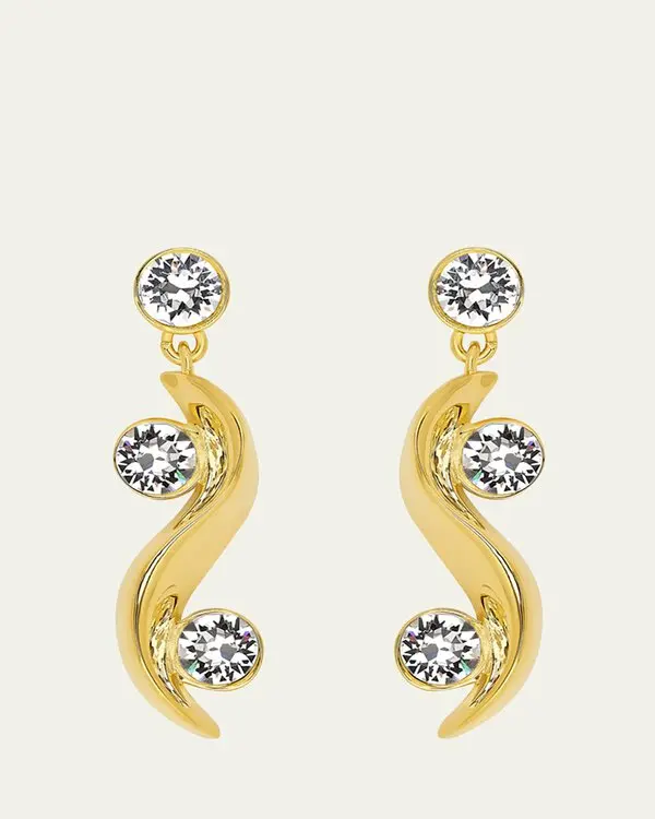 Oscar De La Renta Crystal Wave Drop Earrings - Yg