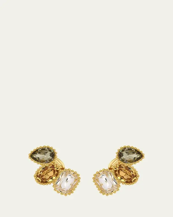 Oscar De La Renta Crystal Climber Earrings - Yg