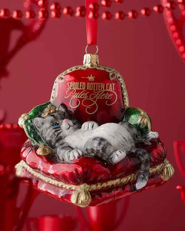 JOY TO THE WORLD COLLECTIBLES A Spoiled Rotten Cat Rules Here" Christmas Ornament