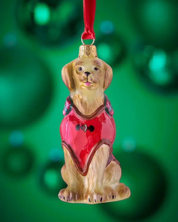 JOY TO THE WORLD COLLECTIBLES Golden Retriever In Barbour Coat Christmas Ornament