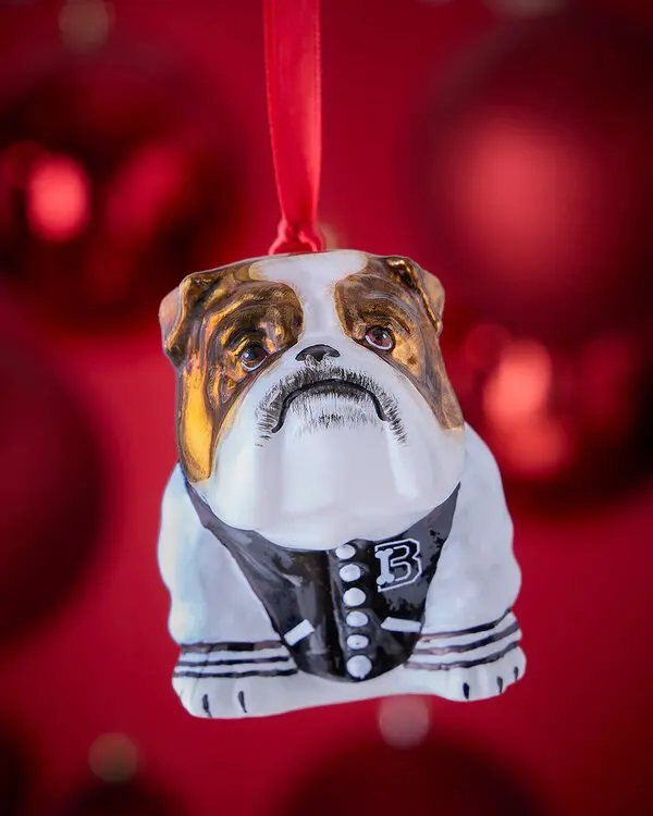 JOY TO THE WORLD COLLECTIBLES Bulldog In Varsity Jacket Christmas Ornament