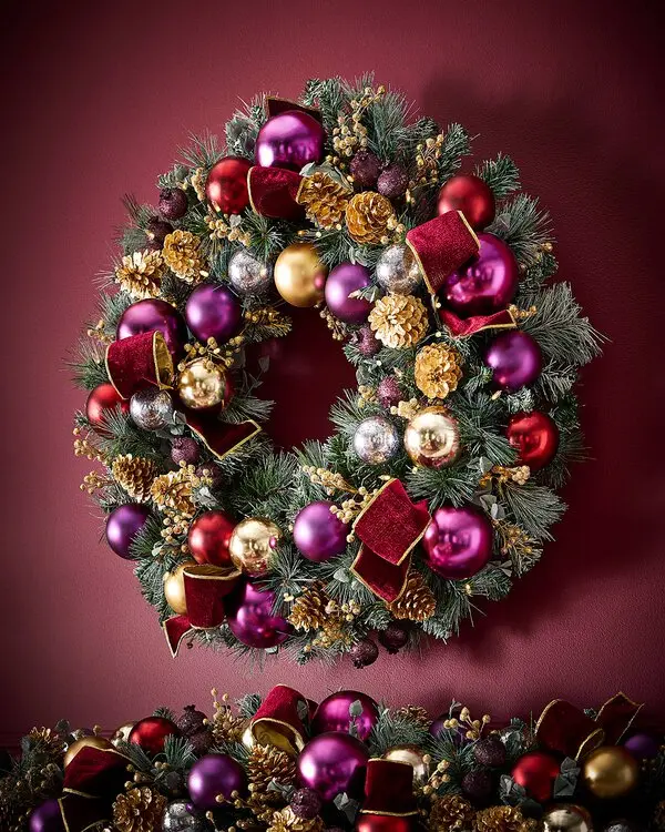 Neiman Marcus Plum Christmas 28" Prelit Wreath