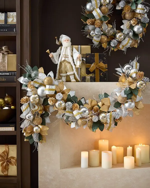 Neiman Marcus Pre-lit Silver And Gold Garland, 72