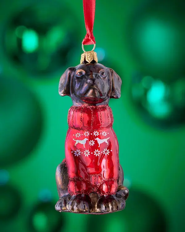 JOY TO THE WORLD COLLECTIBLES Chocolate Lab In Snowflake-printed Nordic Sweater Christmas Ornament