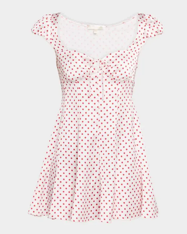 LoveShackFancy Avine Polka-dot Mini Dress