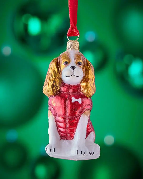 JOY TO THE WORLD COLLECTIBLES Cavalier King Blenheim In Puffer Coat Christmas Ornament