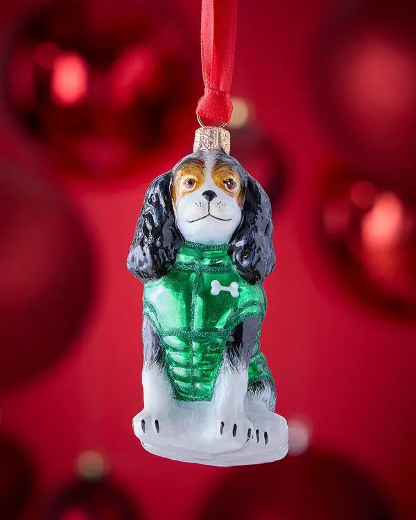 JOY TO THE WORLD COLLECTIBLES Cavalier King Tri-color In Puffer Coat Christmas Ornament