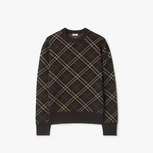 Burberry Check Wool Cashmere Blend Sweater