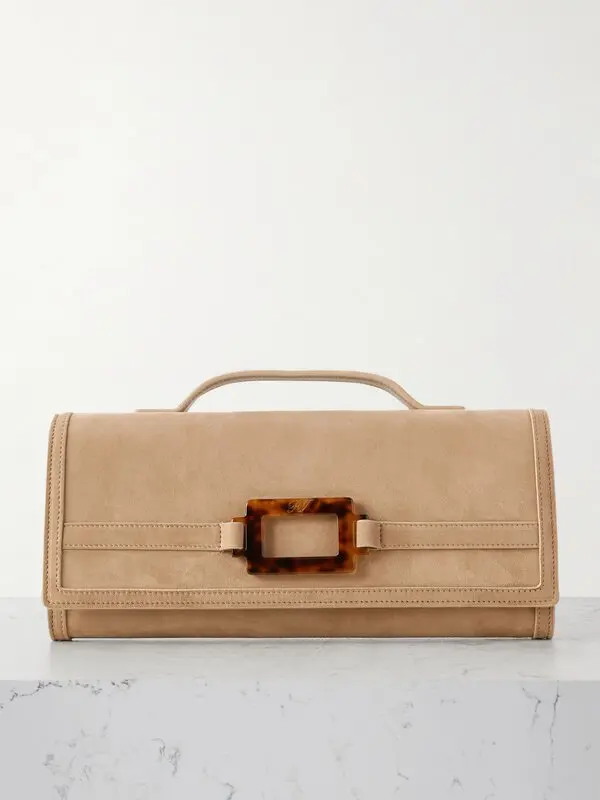 ROGER VIVIER Belle Vivier Buckled Clutch - Brown