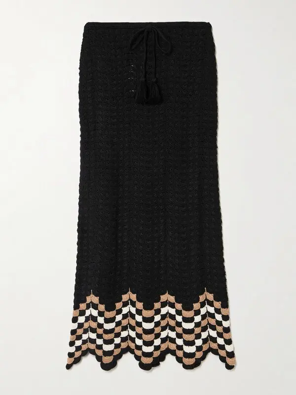 Escvdo Sumac Scalloped Crochet Midi Skirt
