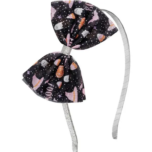 SWEET WINK Halloween Tulle Bow Headband - Black