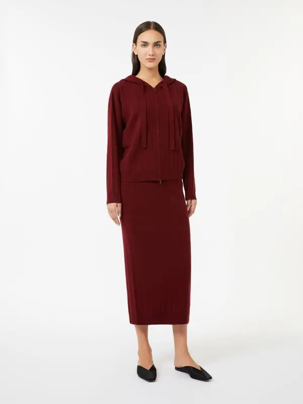 Max Mara Cashmere Yarn Midi Skirt - Raspberry